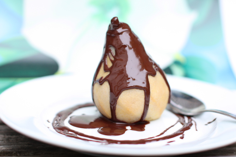 Poached Pears with Melted Dark Chocolate | Wild for food