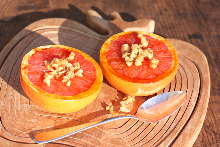 Grilled pink grapefruit with honey walnuts | Wild for food